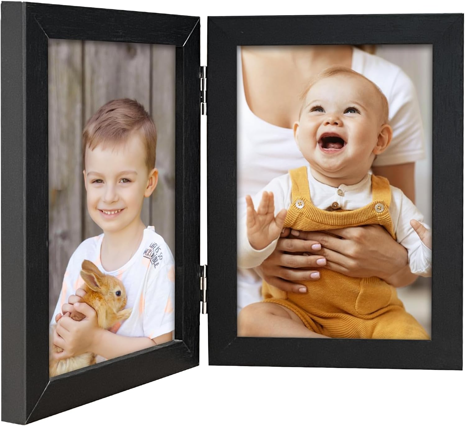 Amazon.com - Rexllon 4x6 Double Picture Frame Wooden Hinged Photo Frame ...