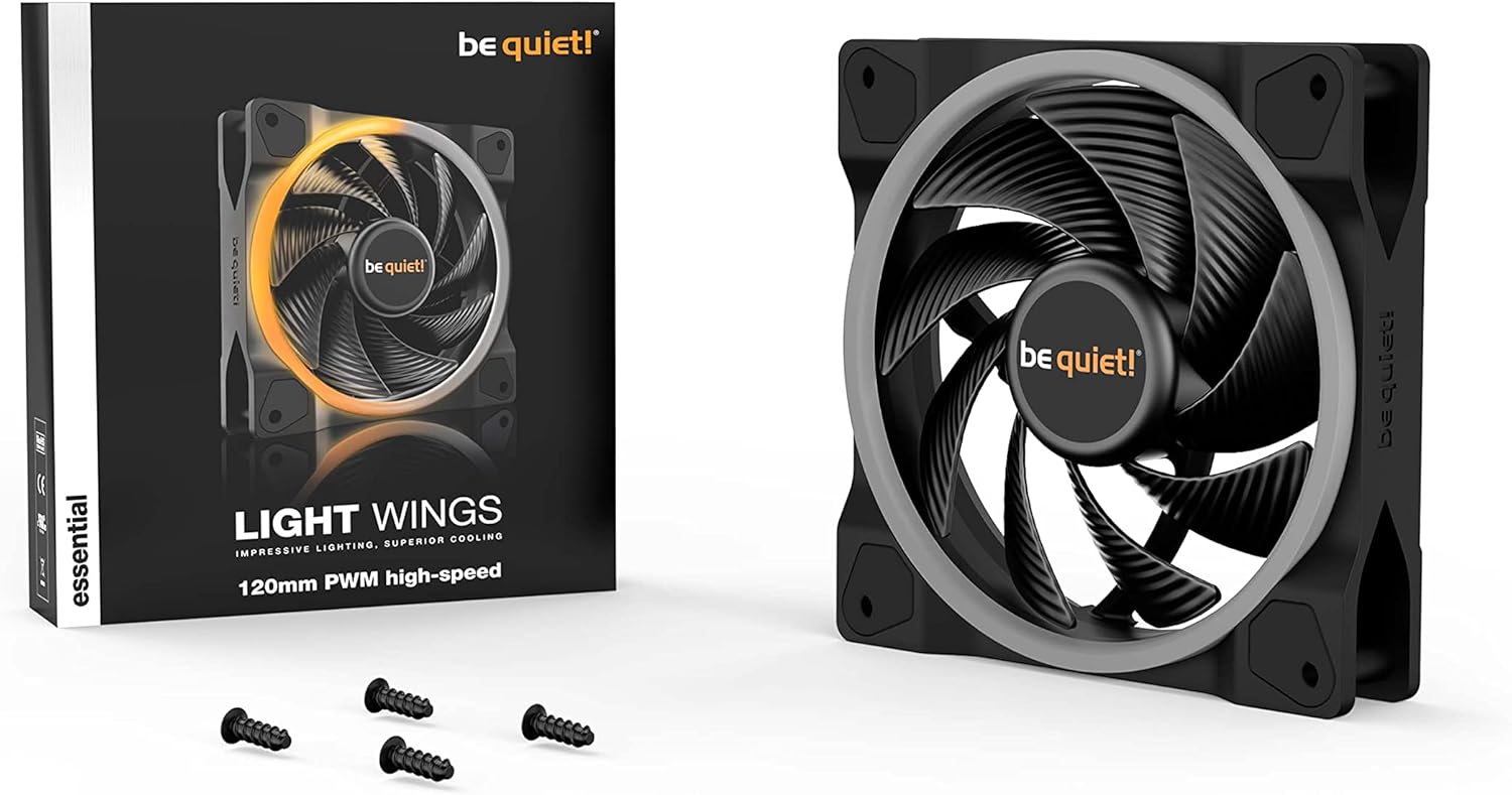 bequiet! Quiet (BL073) Light Wings 12cm PWM ARGB High Speed Case Fan ...