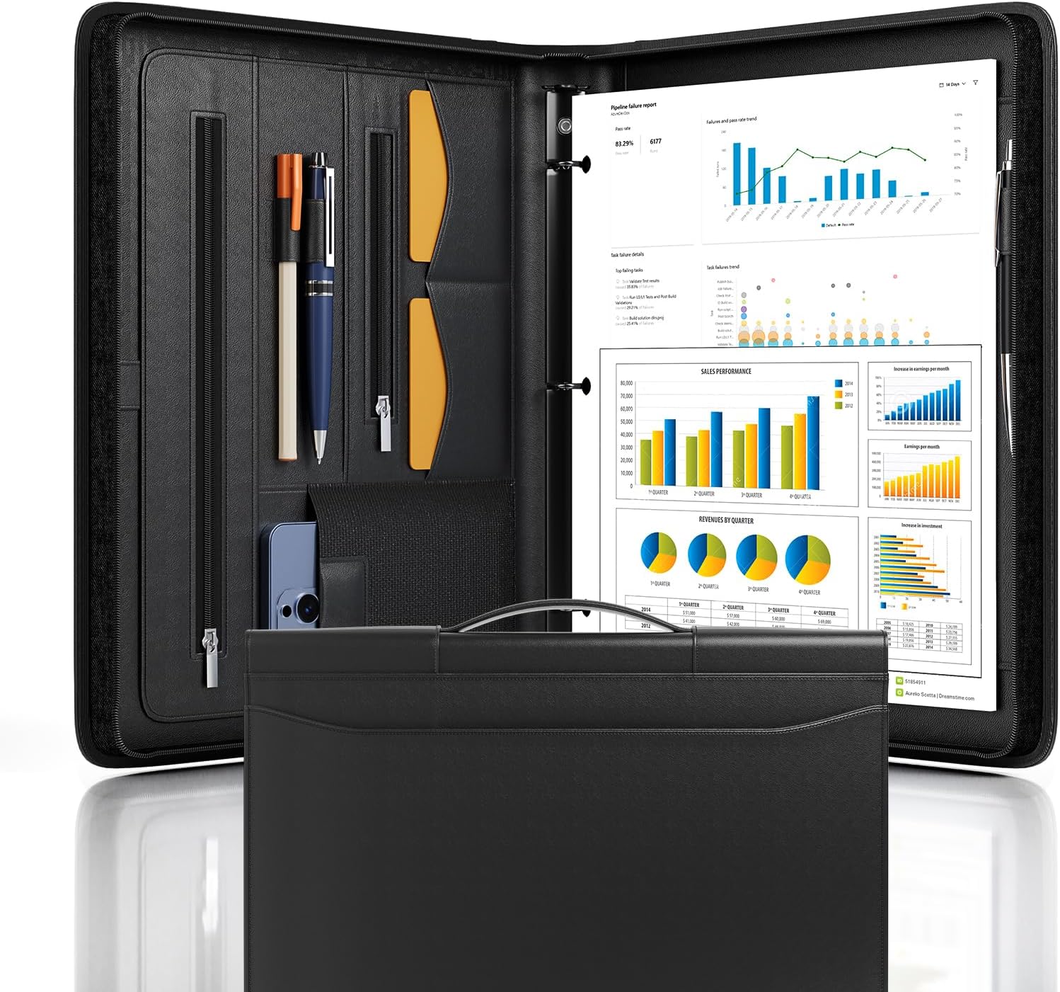 Amazon.com : Yodo Zipper Padfolio Portfolio Binder Organizer PU Leather ...