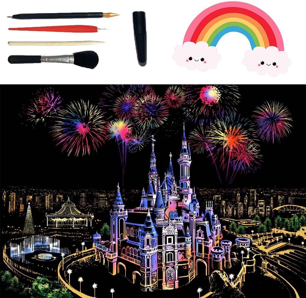 Amazon.com: Hue Board Scratch Art with Tools,Hueboard Art Scratch ...