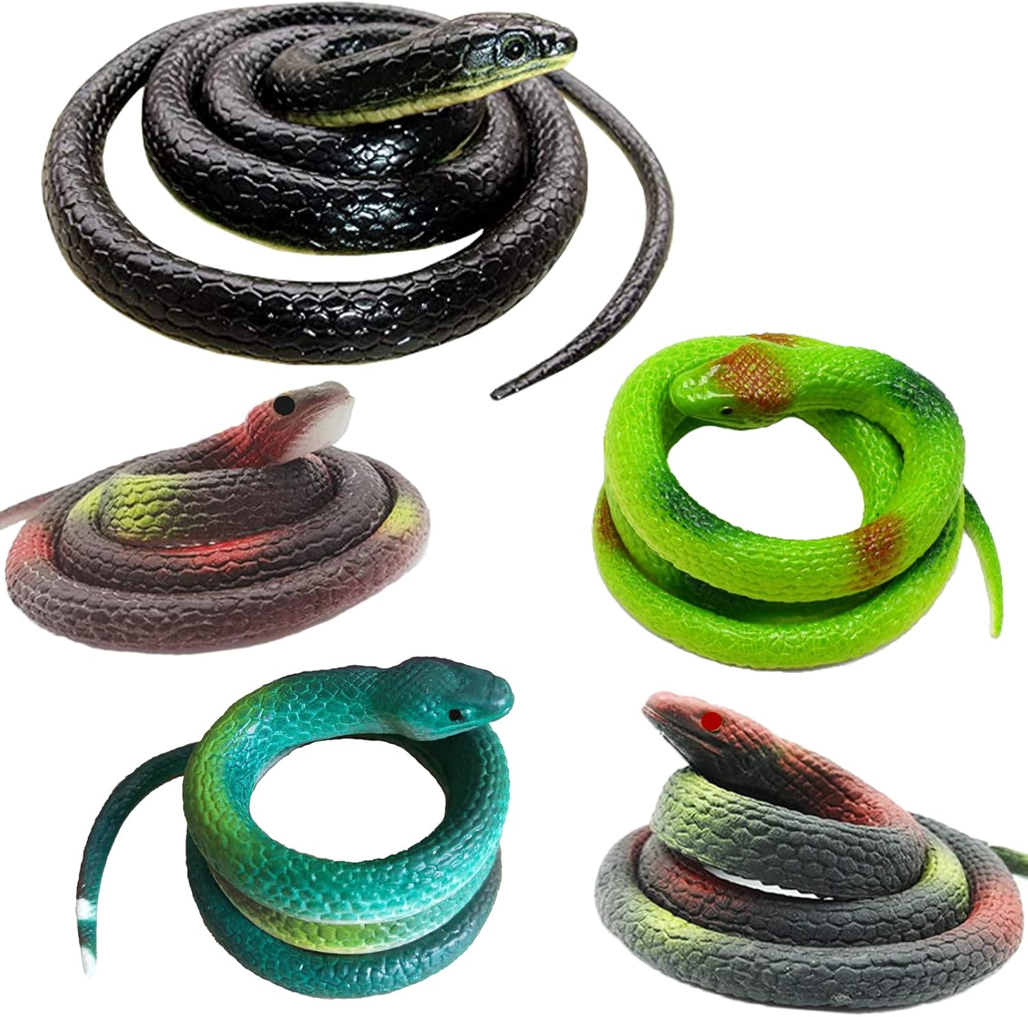 Buy Xuyyicao 5PCS Realistic Rubber Snakes,Large Rubber Snake Super ...