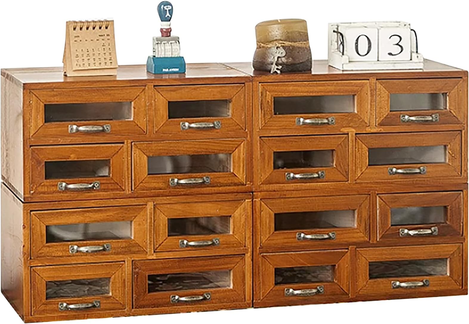 Amazon.com: 4-Pack 4 Drawer Desktop Storage Organizer in Modern Wood ...