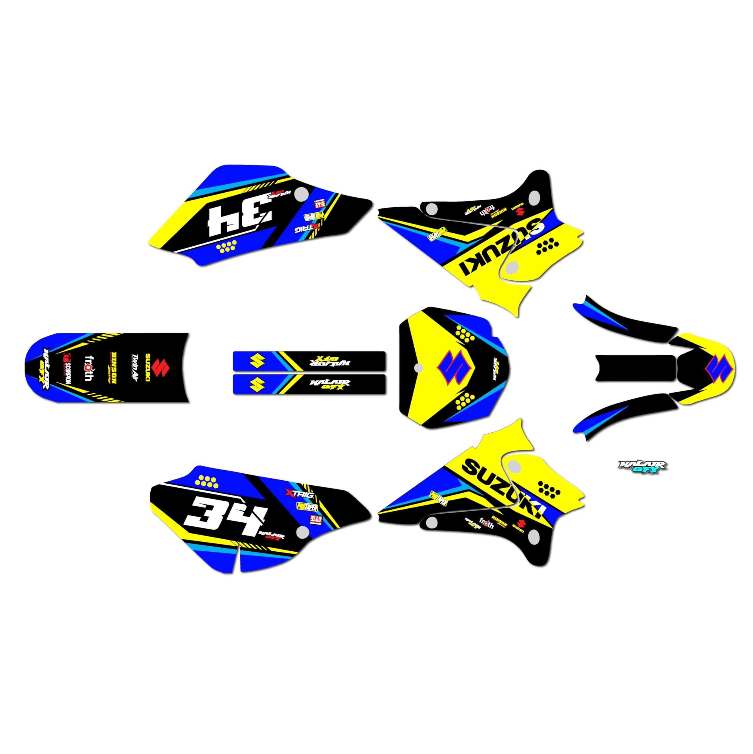 Amazon.com: Kalair GFX Graphics Kit for Suzuki DRZ 125 (2001-2007) Icon ...