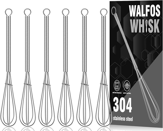 Amazon.com: Walfos 6 Inch Mini Whisks, Small Whisks Bulk 304 Stainless ...