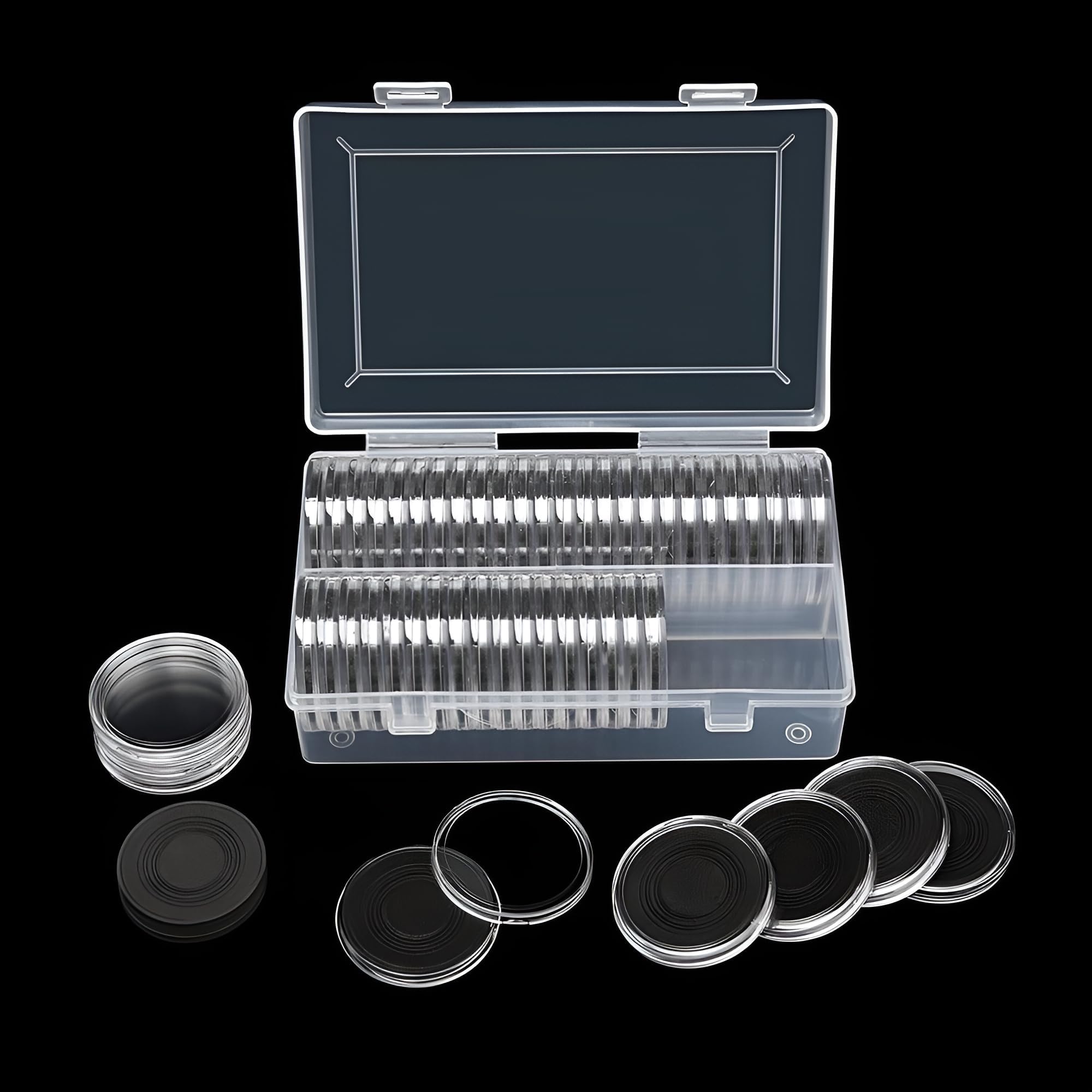 Amazon.com : JacobsParts 50 Pieces 40mm Coin Capsule Holder with ...
