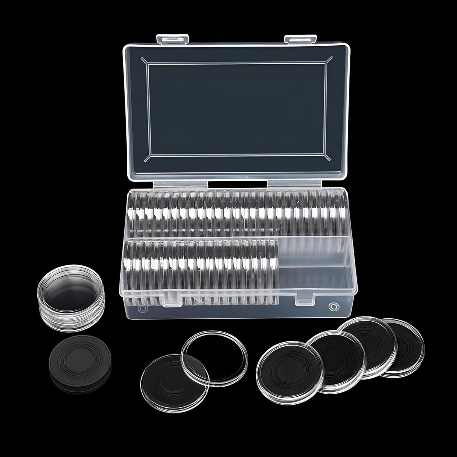 Amazon.com : JacobsParts 50 Pieces 40mm Coin Capsule Holder with ...