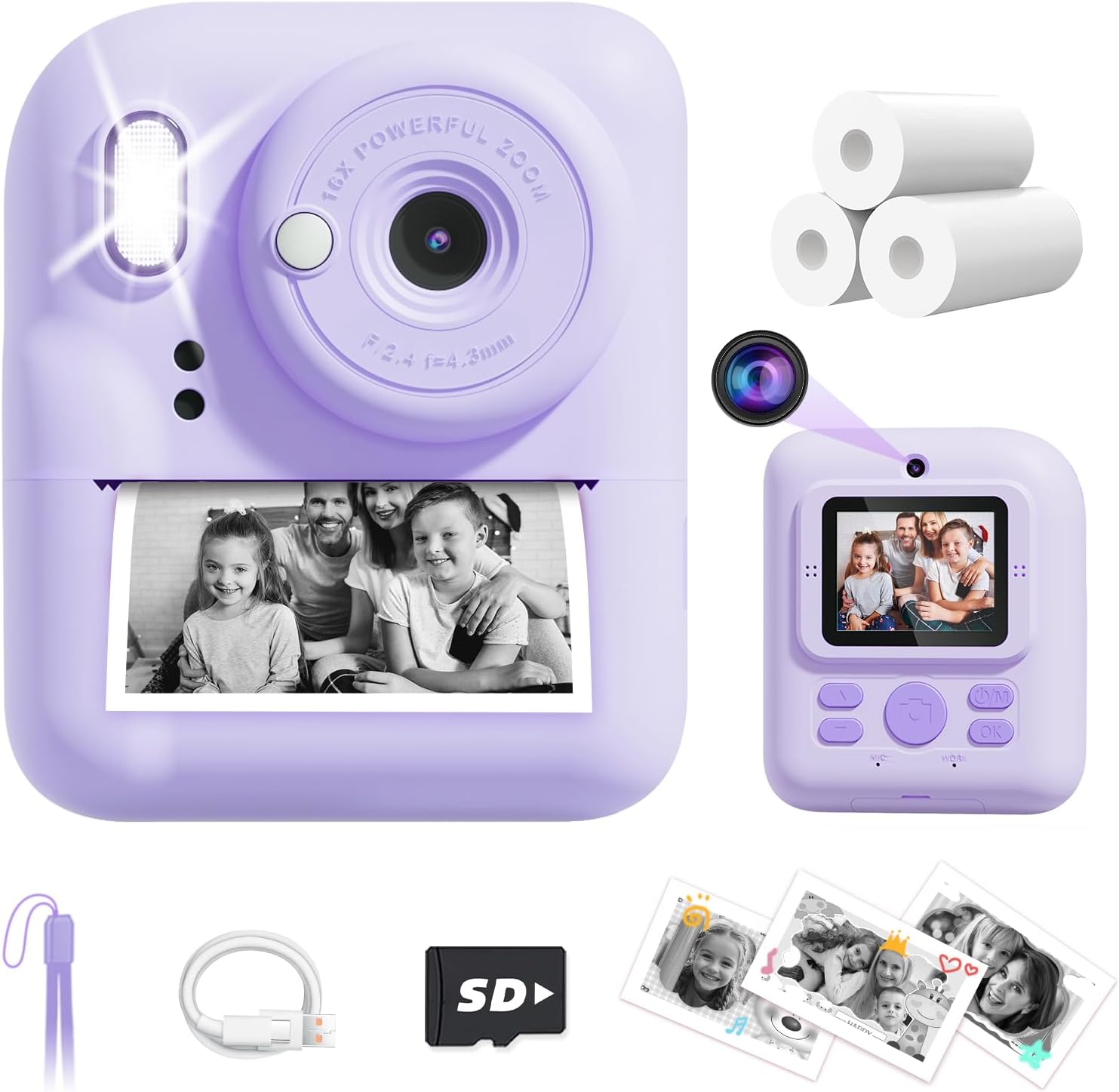 Amazon.com : Kids Camera Instant Print, Upgrade Dual-Lens Selfie ...