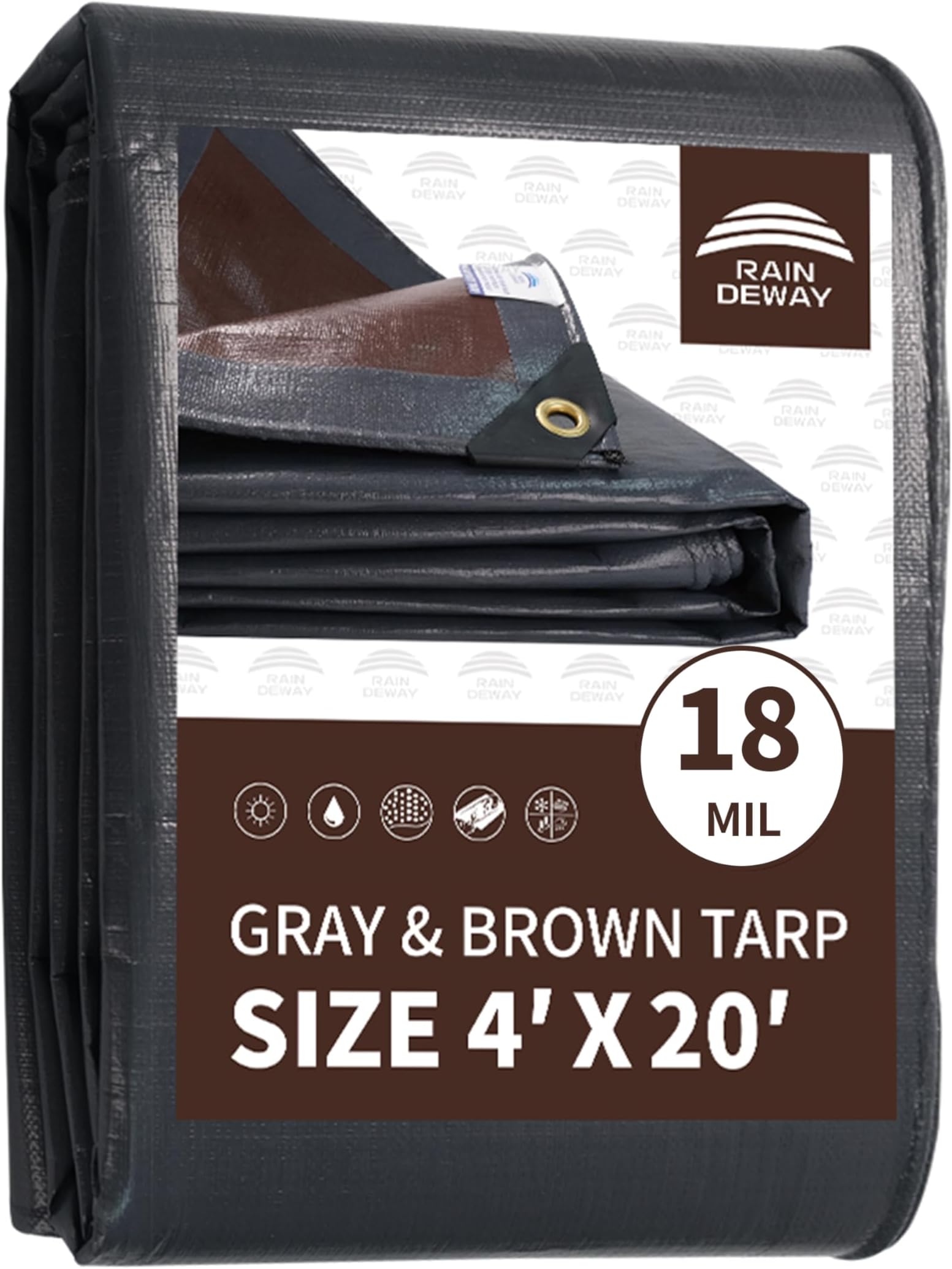 4 ft. x 20 ft. Super Heavy Duty 8 OZ. Brown Tarp - 16 Mil Thick - Wood ...