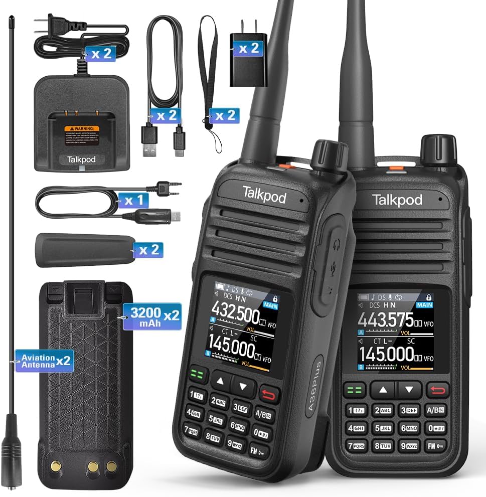 Amazon.com: Talkpod A36Plus Max Ham Radio Handheld, Airband Receiving ...
