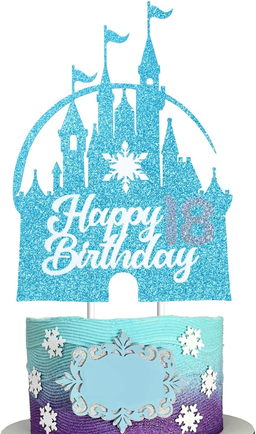 Amazon.com: Princess Castle Cake Topper, Blue Castle Theme Birthday ...