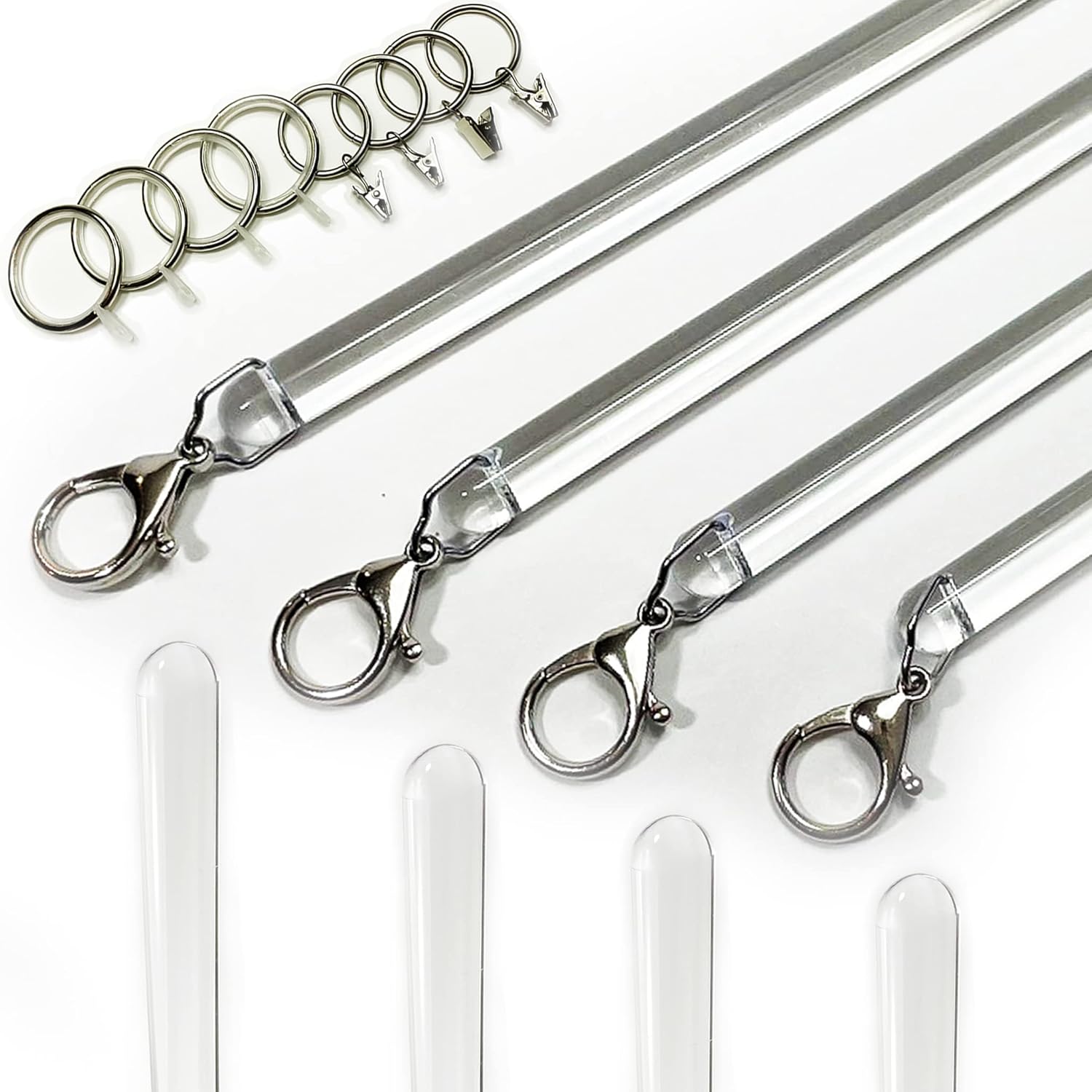 OooWow 24 inch (4 Pack) All Clear Acrylic Curtain Pull Wand - Clear ...