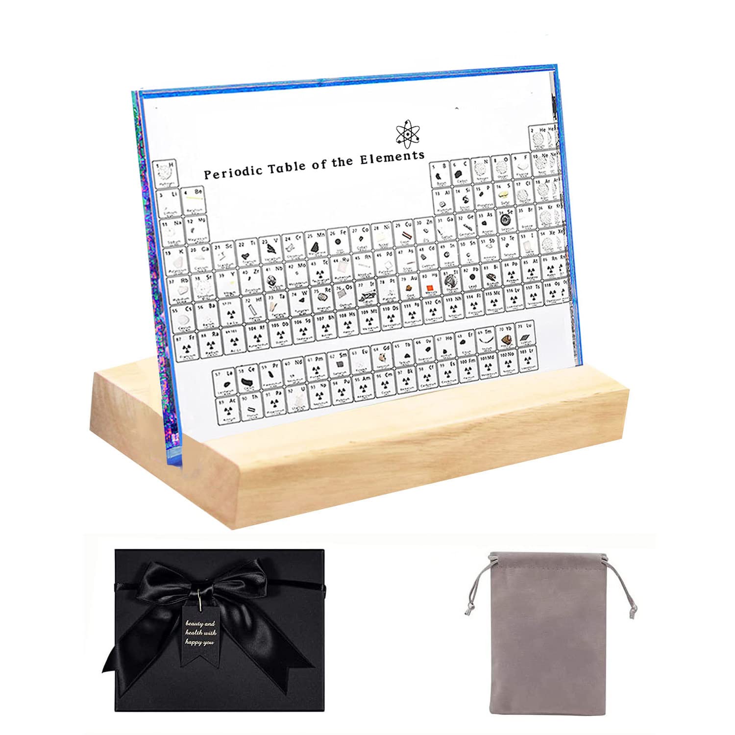 Amazon.com: SDJFKLI Blue Periodic Table with Real Elements Inside, Real ...