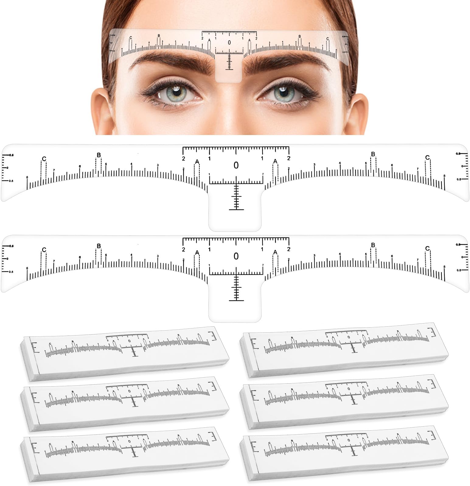 Amazon.com : 50 Pcs Eyebrow Ruler Stencils - Abeillo Disposable Brow ...