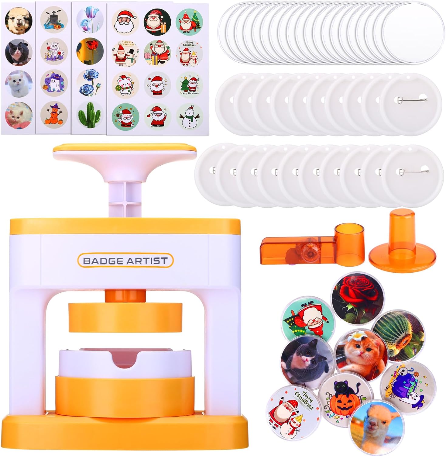 Amazon.com: LEMESO Button Maker Pin Maker DIY Pin Badge Button Maker Press Machine Badge Punch ...