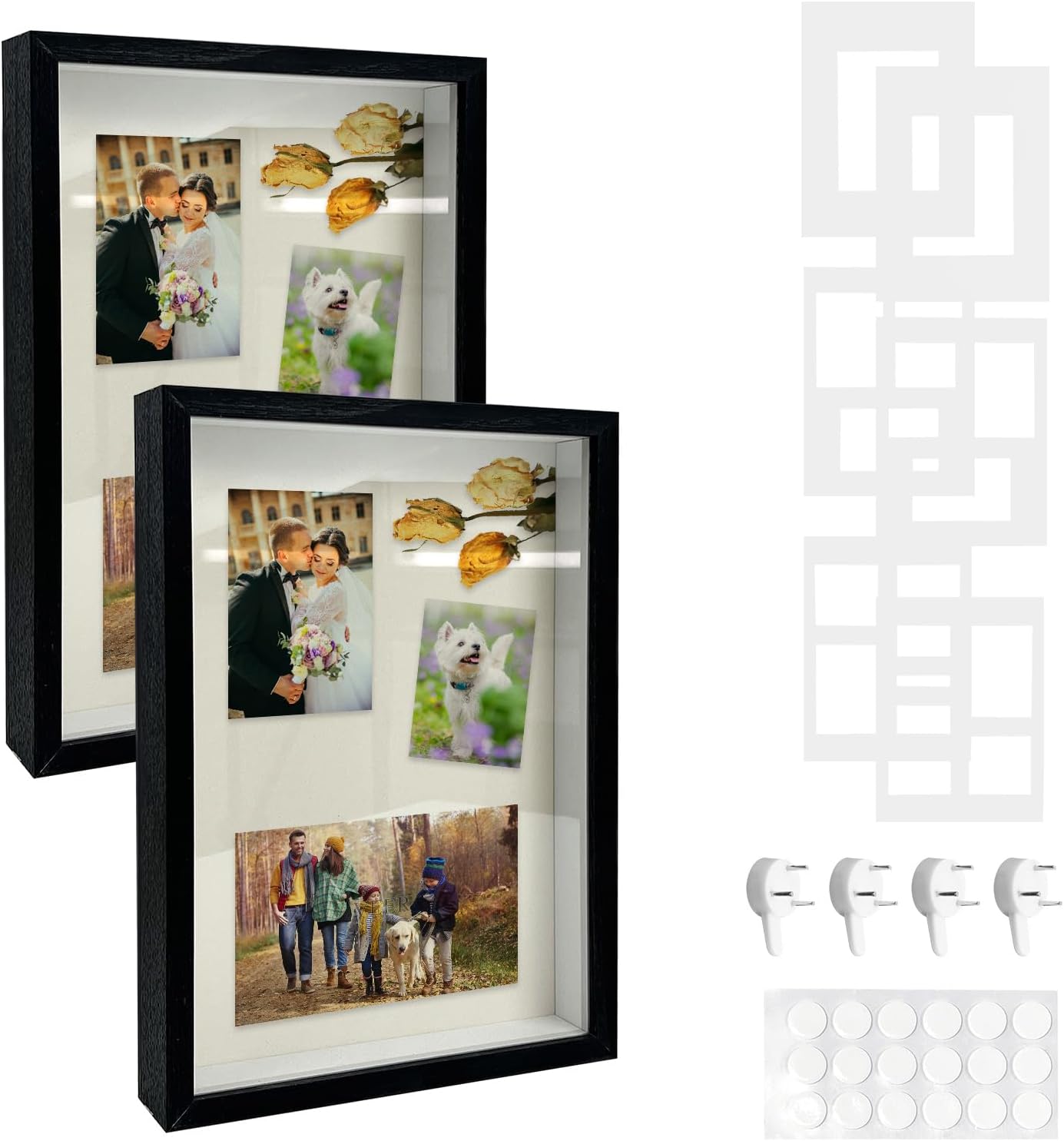 Amazon.com - A4 Shadow Box Picture Frame, 2 Pcs 1.8" Deep Wood & Glass ...
