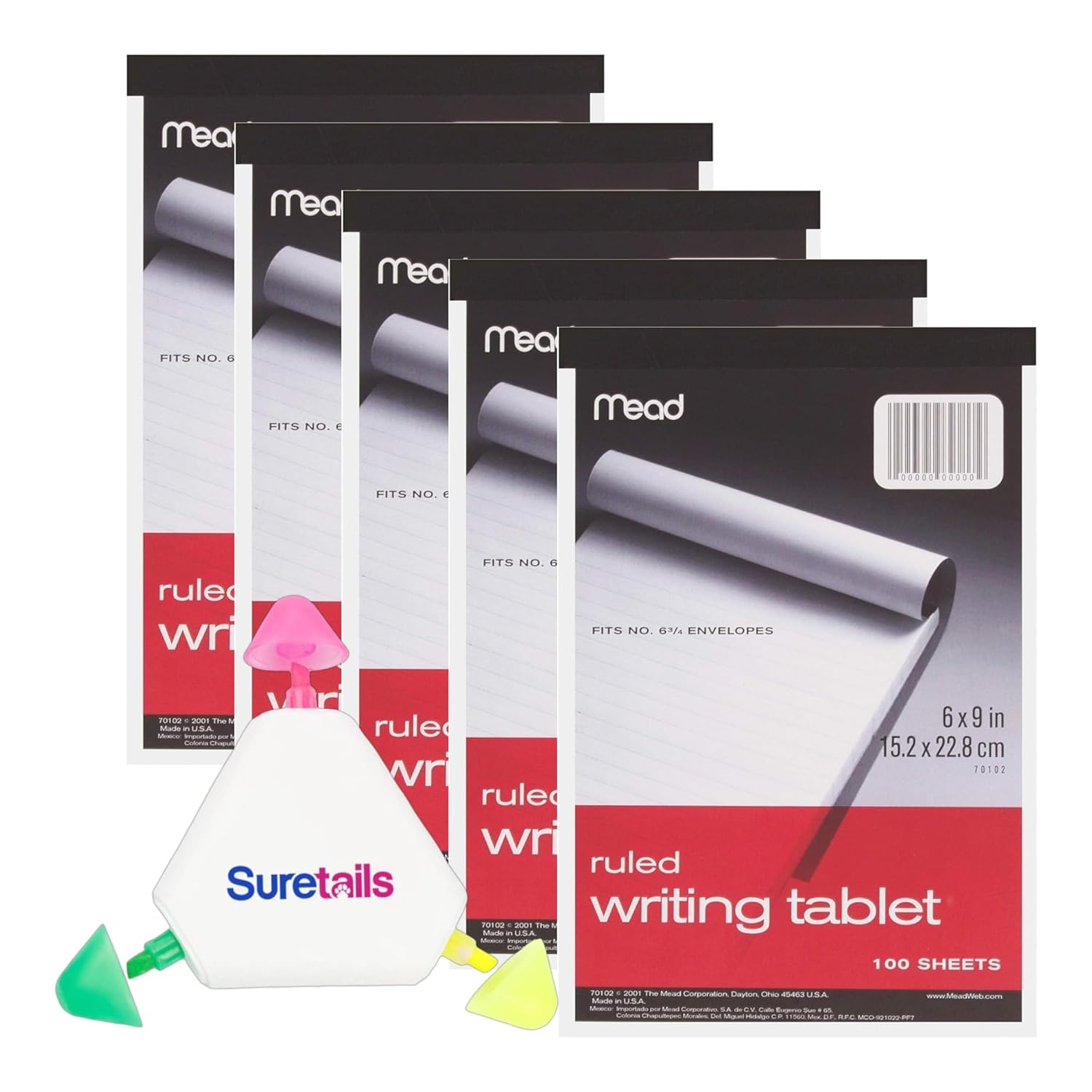mead ruled writing tablet 6x9'', 100 Sheets - Wide Ruled, Acid-Free ...