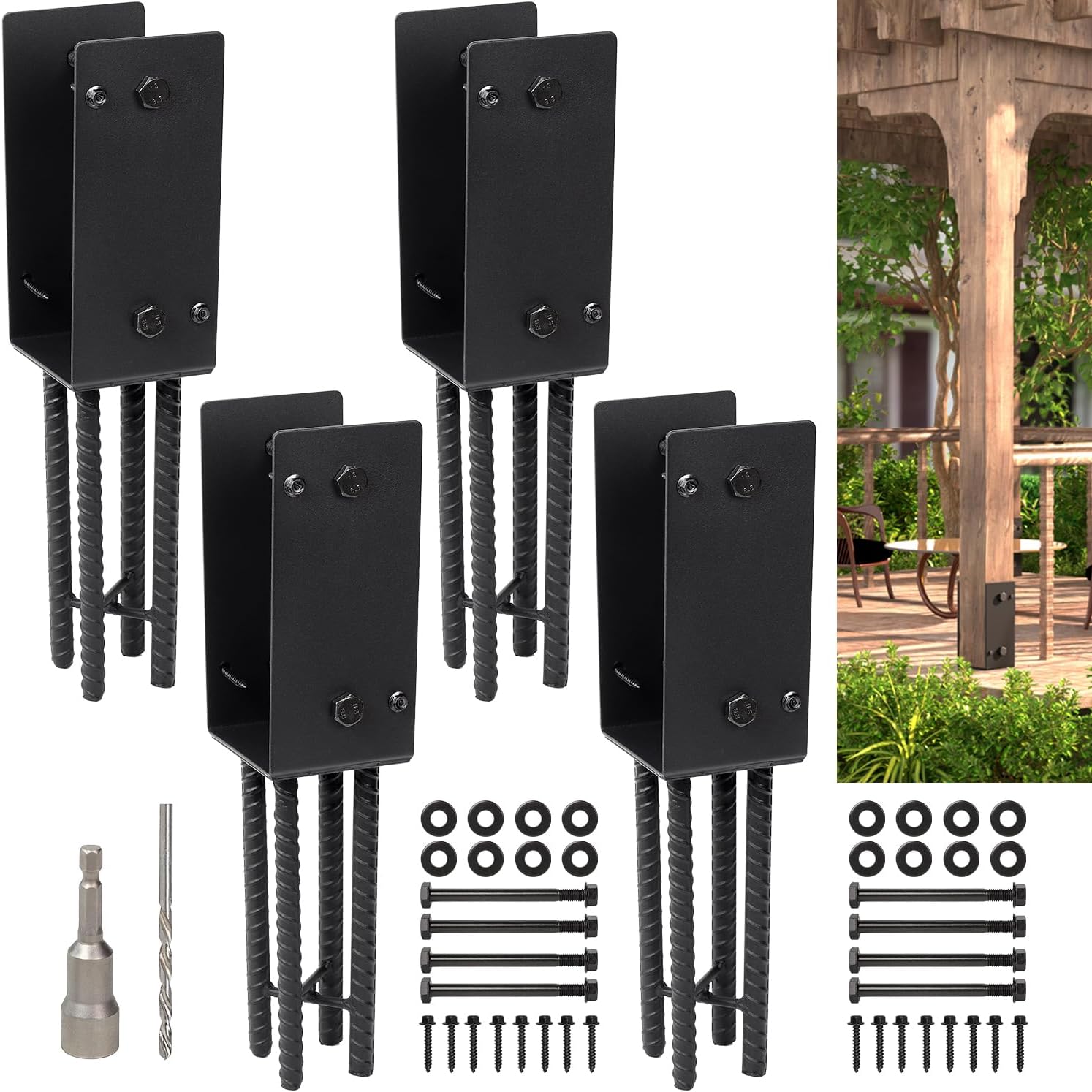 Amazon.com: Heavy Duty U-Shape Metal Post Base Holder, 4''x4 ...