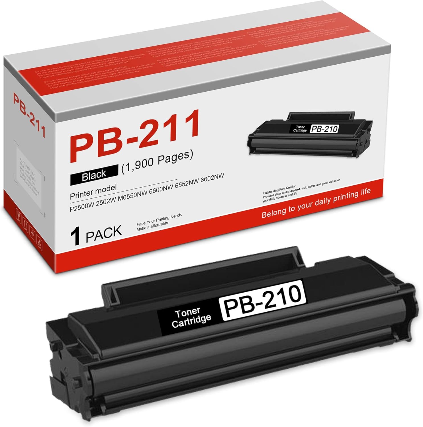 (1-Black) PB211 PB-211 Toner Cartridge Replacement for Pantum P2500W 2502W M6550NW 6600NW 6552NW ...