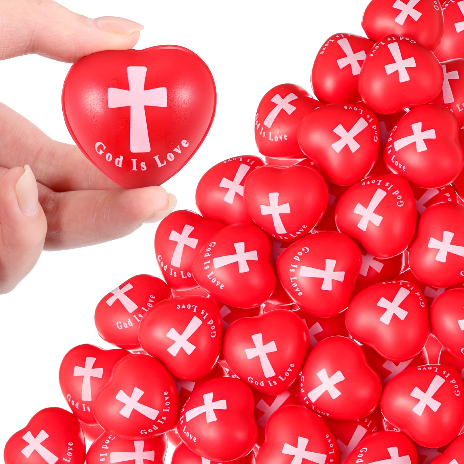 Amazon.com: Rotatingpals 60 Pcs Christian Heart Stress Balls Bulk Jesus ...