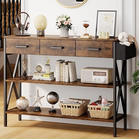 Amazon.com: Gizoon 47" Console Table with 3 Drawers, Industrial ...