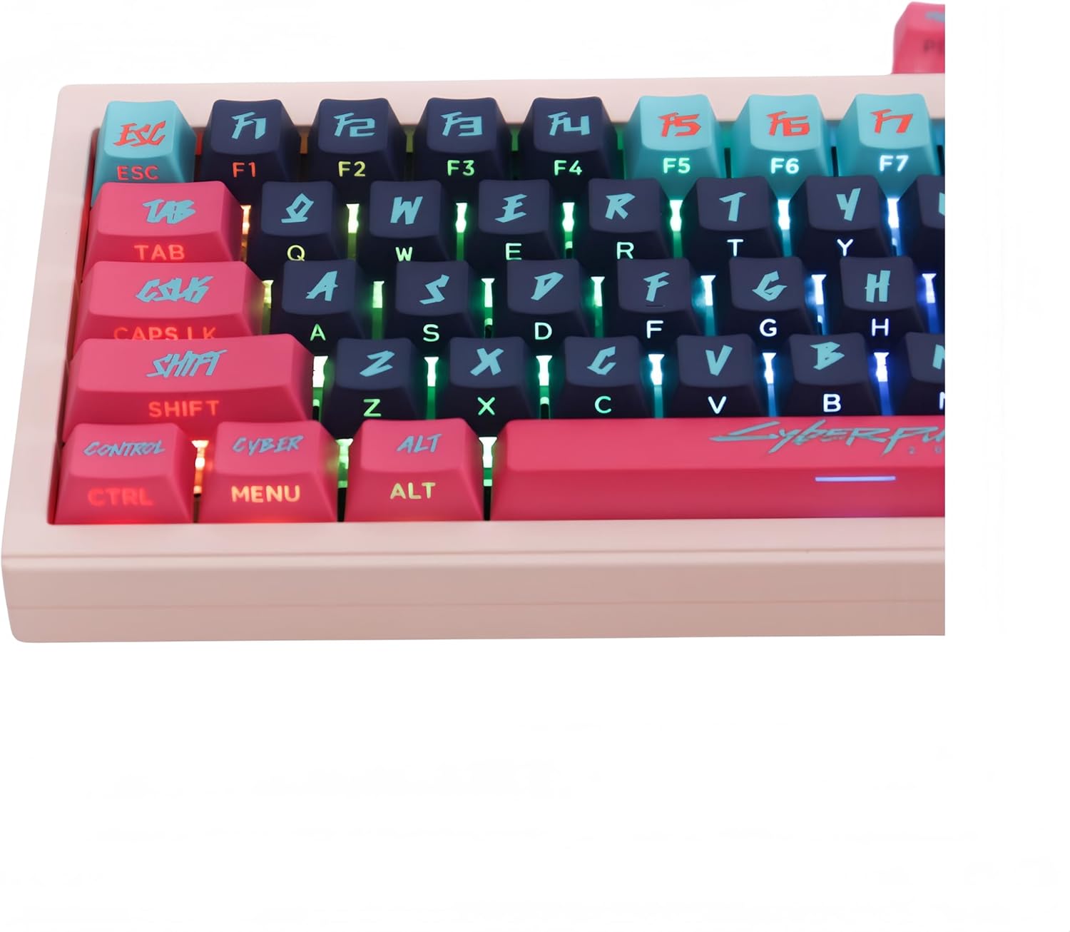 Amazon.com: REDQIN Cyberpunk Red Keycap Set Backlit Side Pinted 130 ...