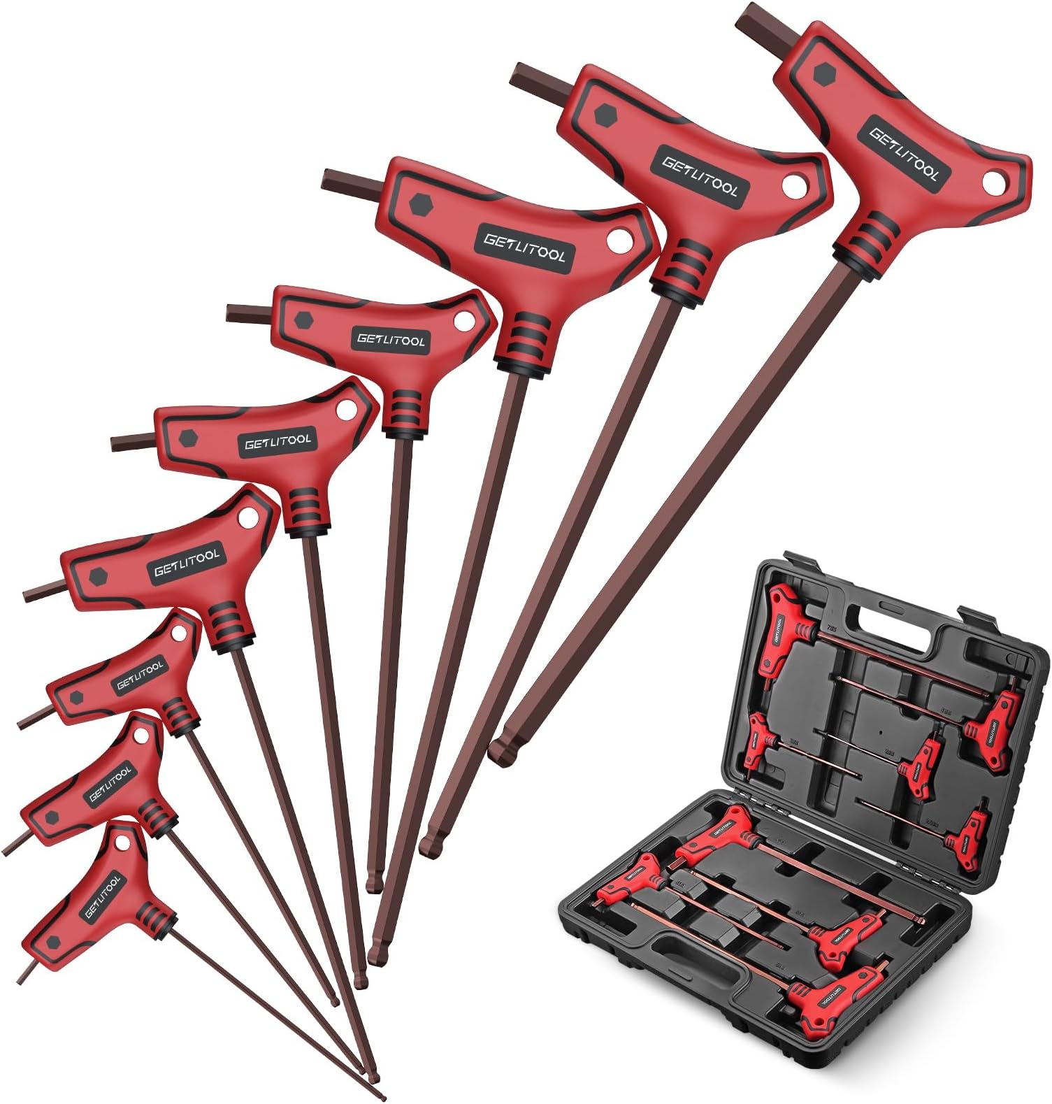 Draper 10 Piece T-Handle Hexagon Allen Key Set | Metric Long Pattern ...