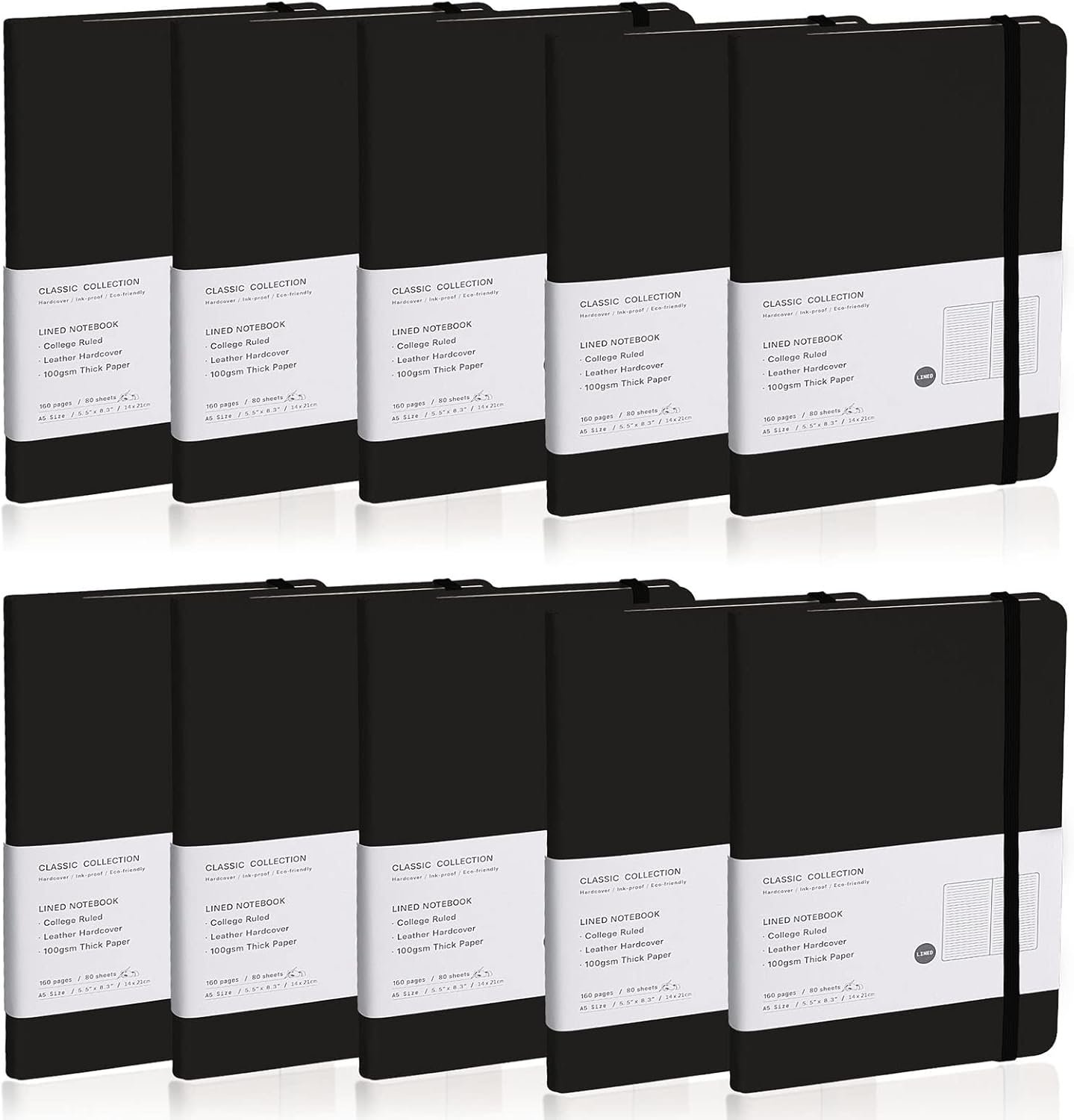 Amazon.com : EMOMAS Lined Journal Notebook, 10Pack(Black), 160 Pages ...