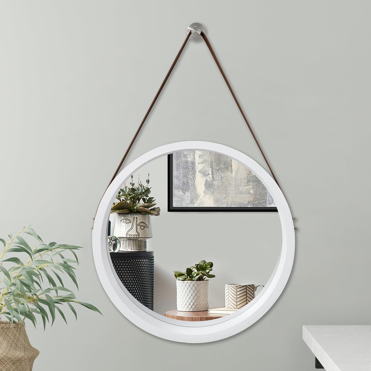 Amazon.com: Americanflat 20" Round Mirror with Strap - Hanging Mirrors ...