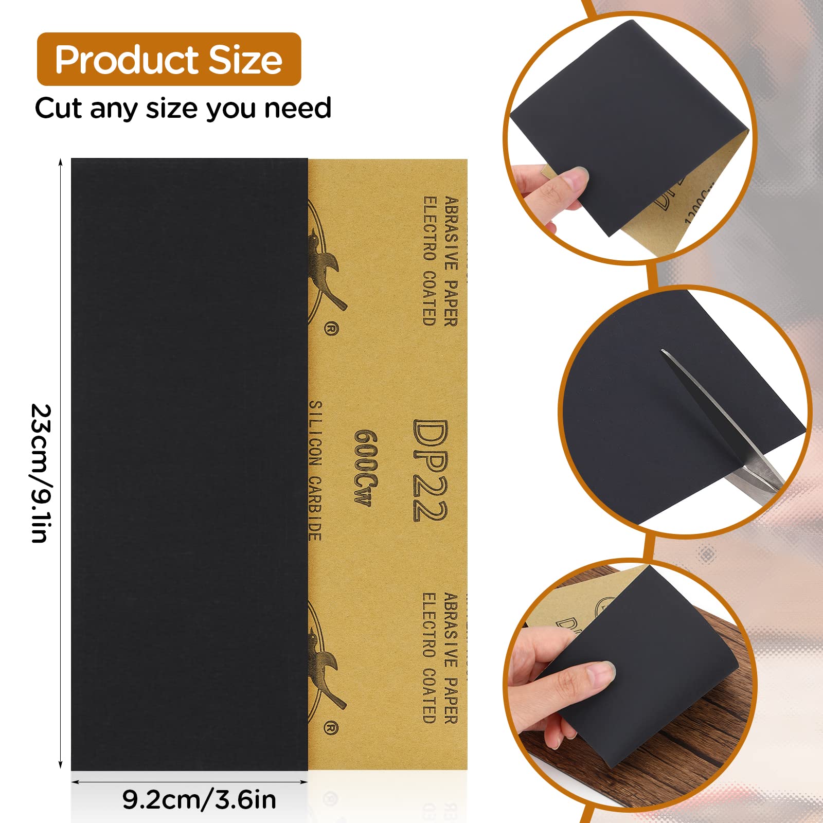 PROUSKY 12 Pieces Wet and Dry Sandpaper, Assortment 600 800 1000 1200 ...