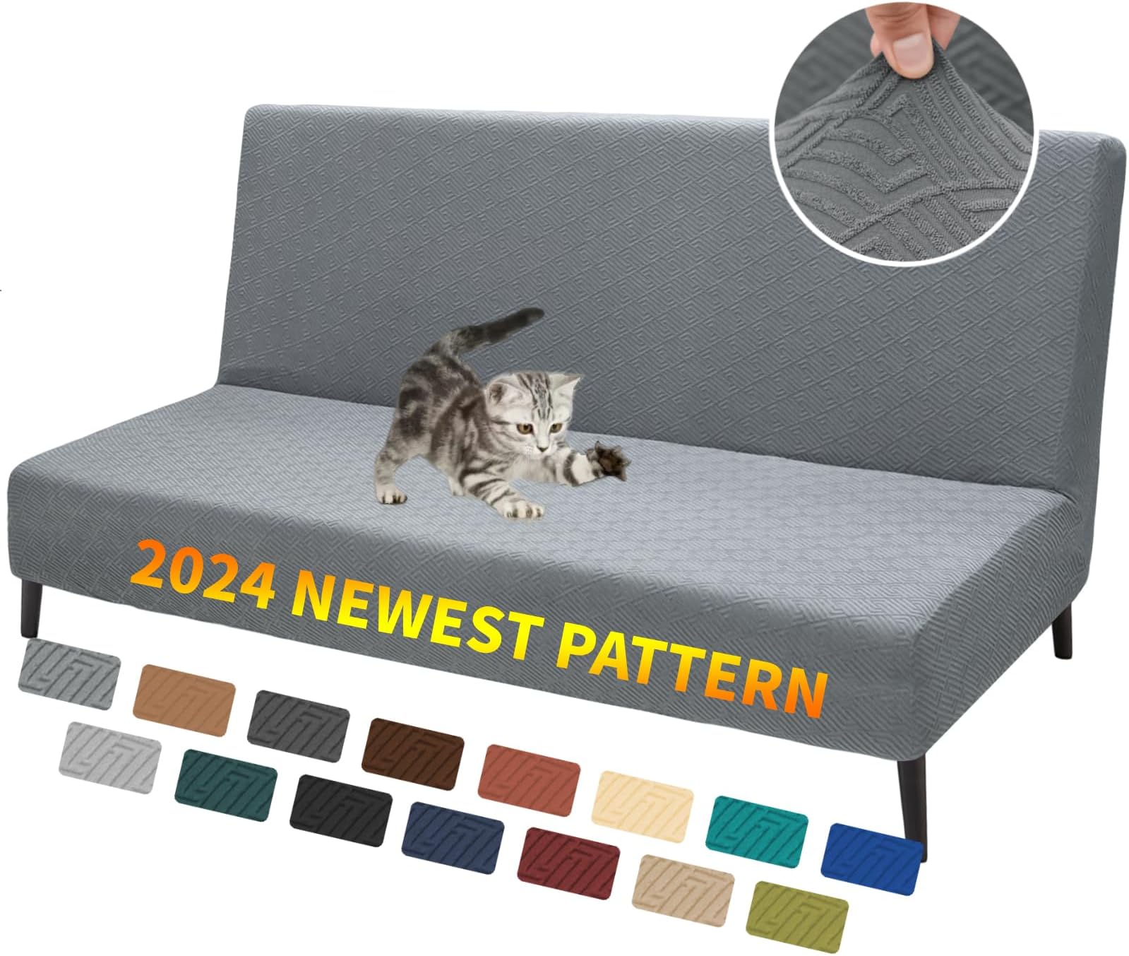 Amazon.com: Easy-Going Stretch Futon Slipcover Armless Futon Bed Cover ...