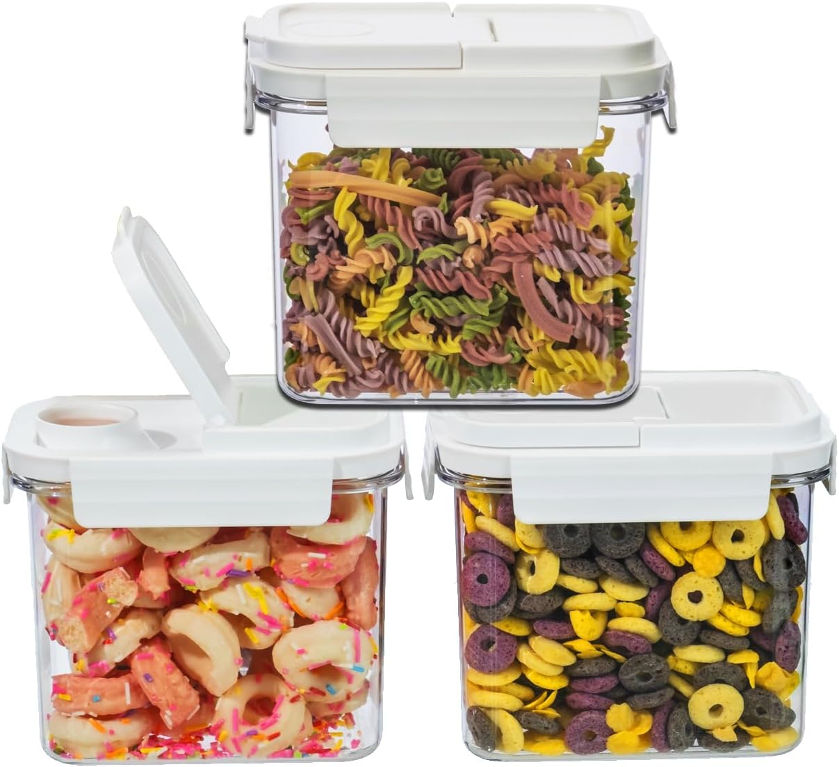 Amazon.com: Plastic Food Containers & Lids 114oz Cereal Grain Dispenser ...