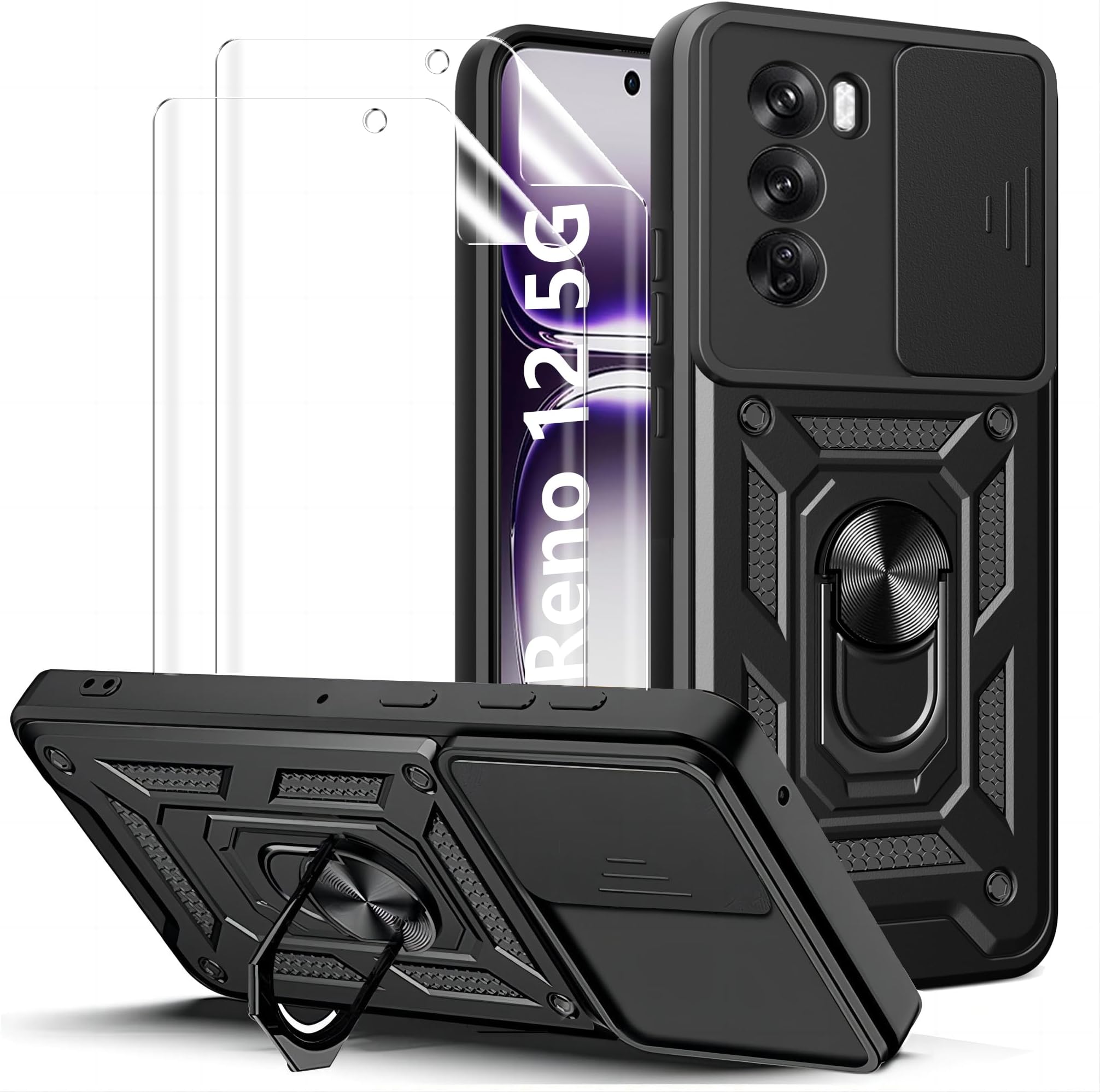 QWYJ YD Funda for OPPO Reno 12 5G Case Uso Rudo Protector Lente Cámara ...