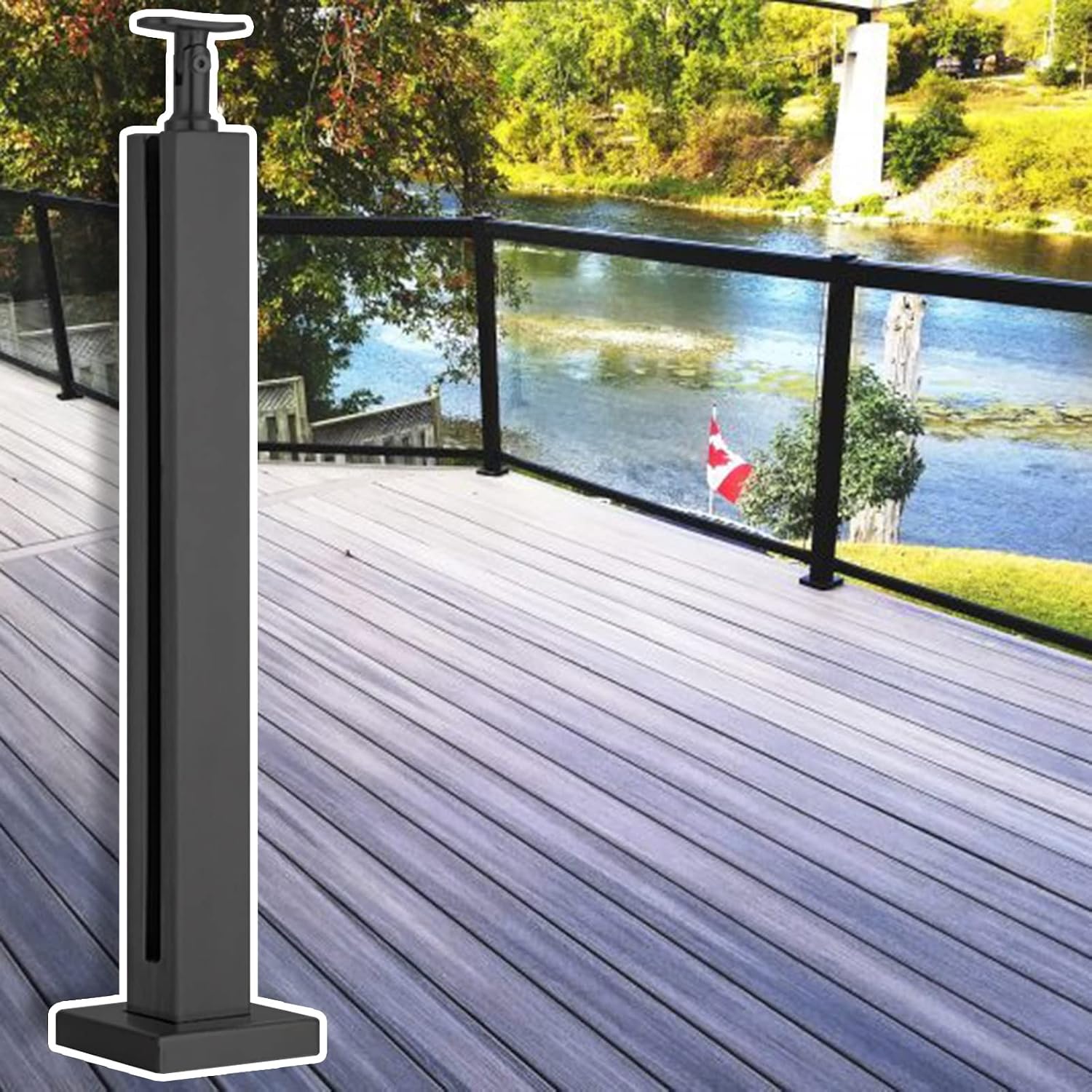 Amazon.com: Wood Deck Glass Balustrade Railing Post - 304 Stainless ...