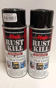 2 Cans Premium Rust Kill Multi Purpose Gloss Black Spray Paint Enamel ...