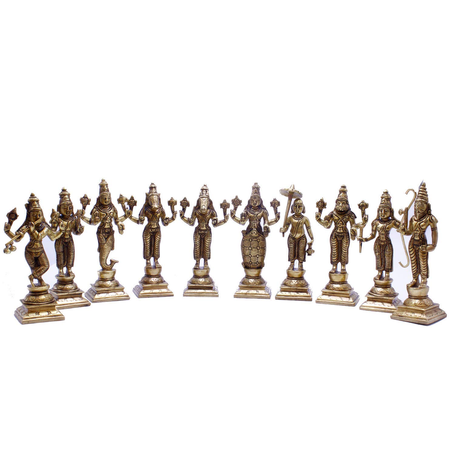 Buy Handmade Brass Dasavatharam of Lord Vishnu Statues Ten Incarnations ...