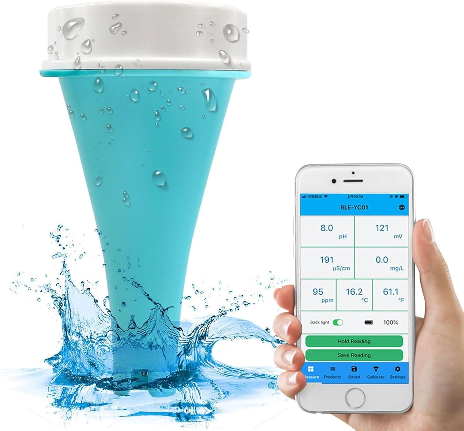 Bluetooth Swimming Pool Water Tester, EC/Salinity/pH/ORP/Temperature ...