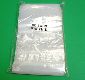 Amazon.com: 6x9 Zip Seal Lock Bags 2 Mil Poly Bag Clear Resealable 6" x ...