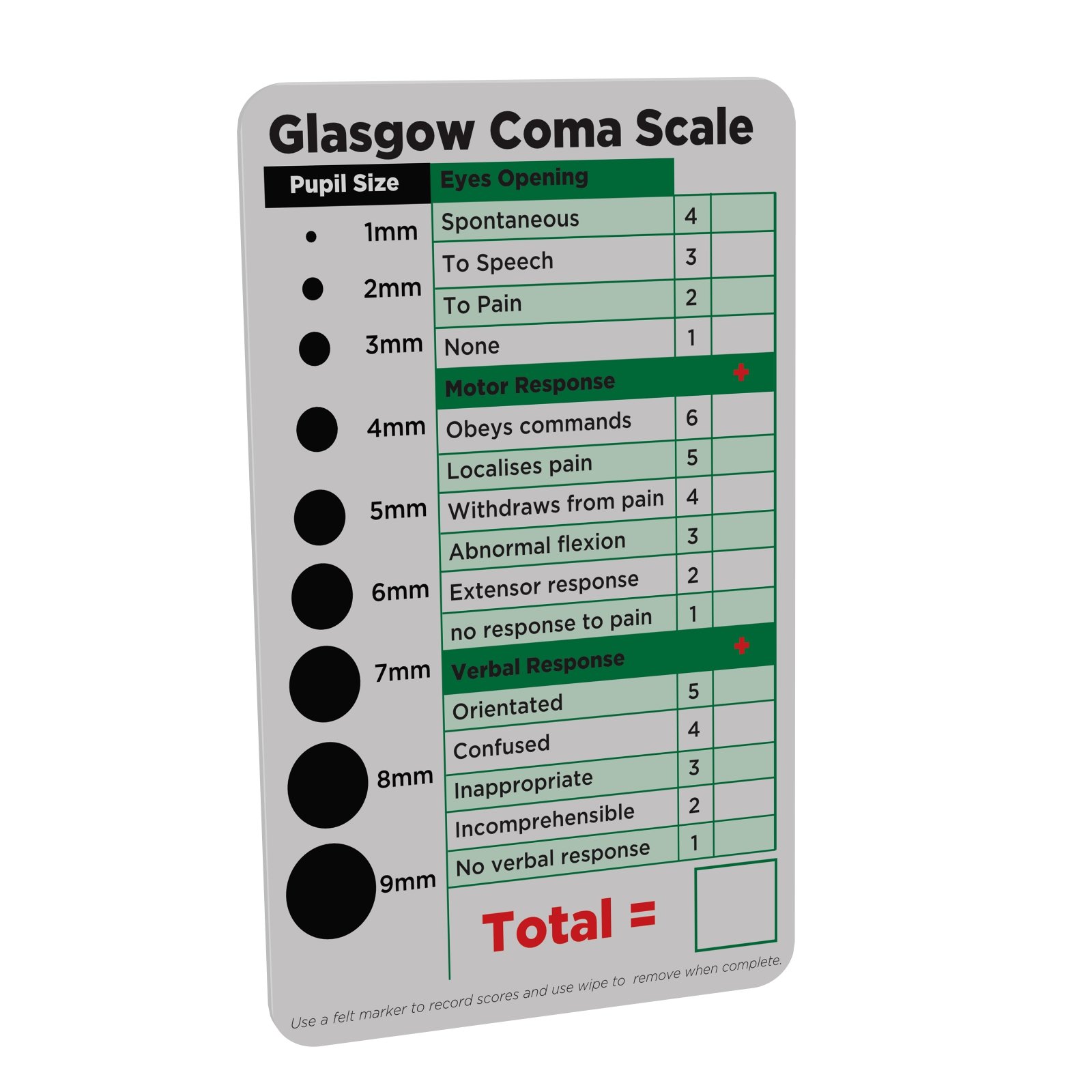 GCS, Glasgow Coma Scale Reference Card Student Paramedic Nurse Doctor ...