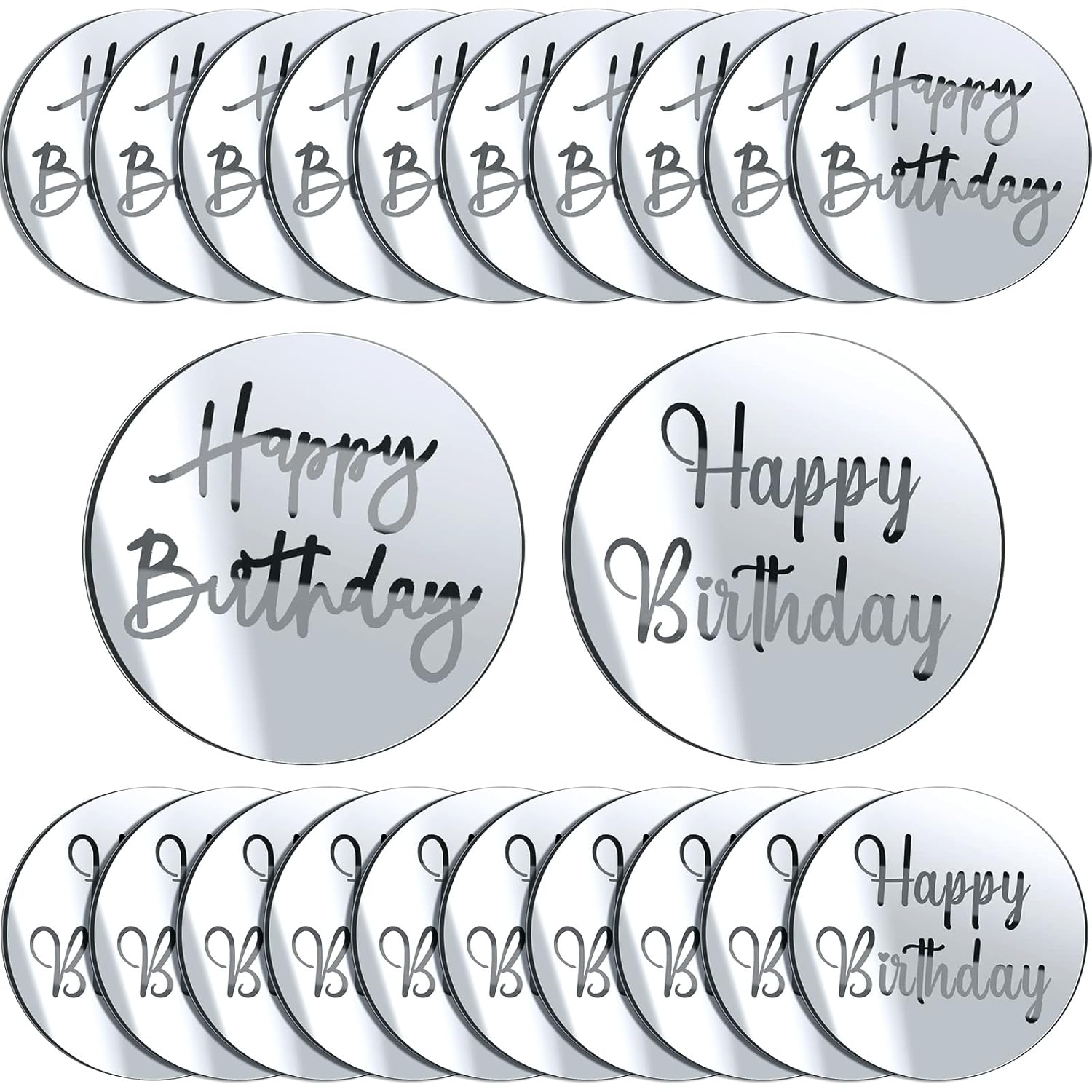 Amazon.com: Blulu 20 Pieces Acrylic Cake Toppers Acrylic Mirror Cupcake ...