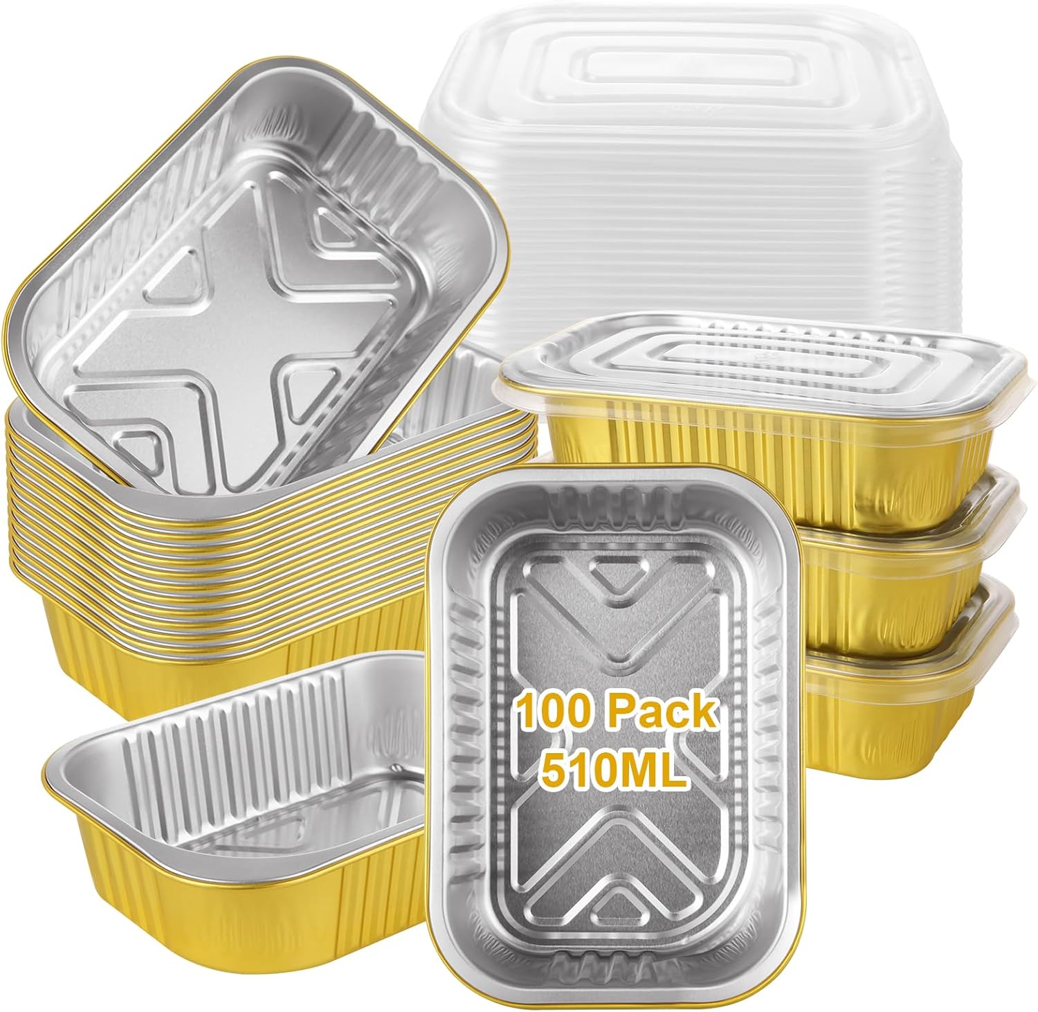 Amazon.com: MIVIDE 100 Pack 1LB Small Aluminum Pans With Lids, 6.3"×4.4 ...