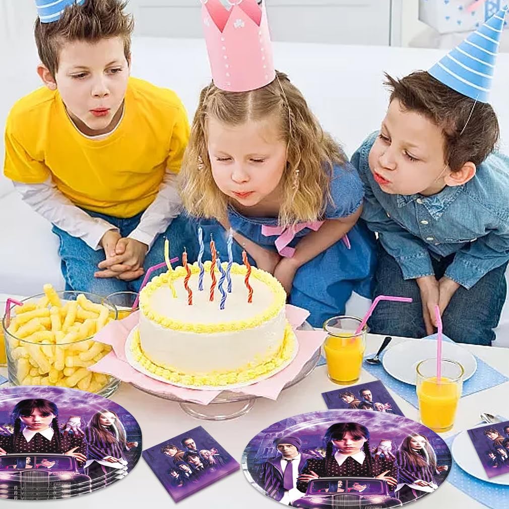 40 Pcs Wednesday Addams Party Supplies, Including 20 Plates and 20 ...
