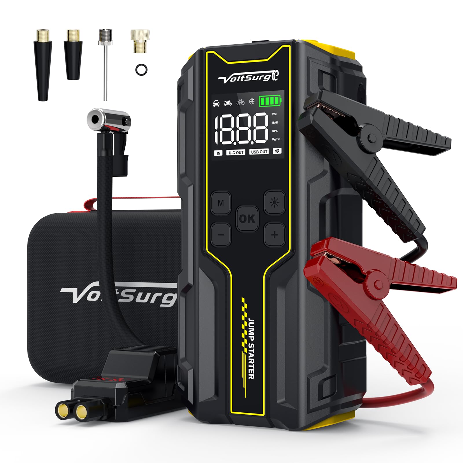 Amazon.com: Car Jump Starter with Air Compressor, VoltSurge 6000A Peak ...