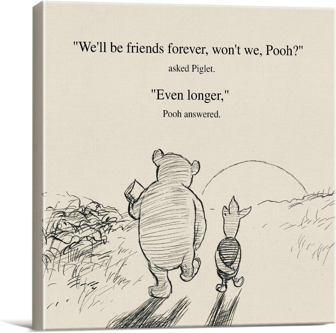 Amazon.com: Classic Winnie the Pooh Friendship Quote Wall Art Decor Retro We'll Be Friends ...