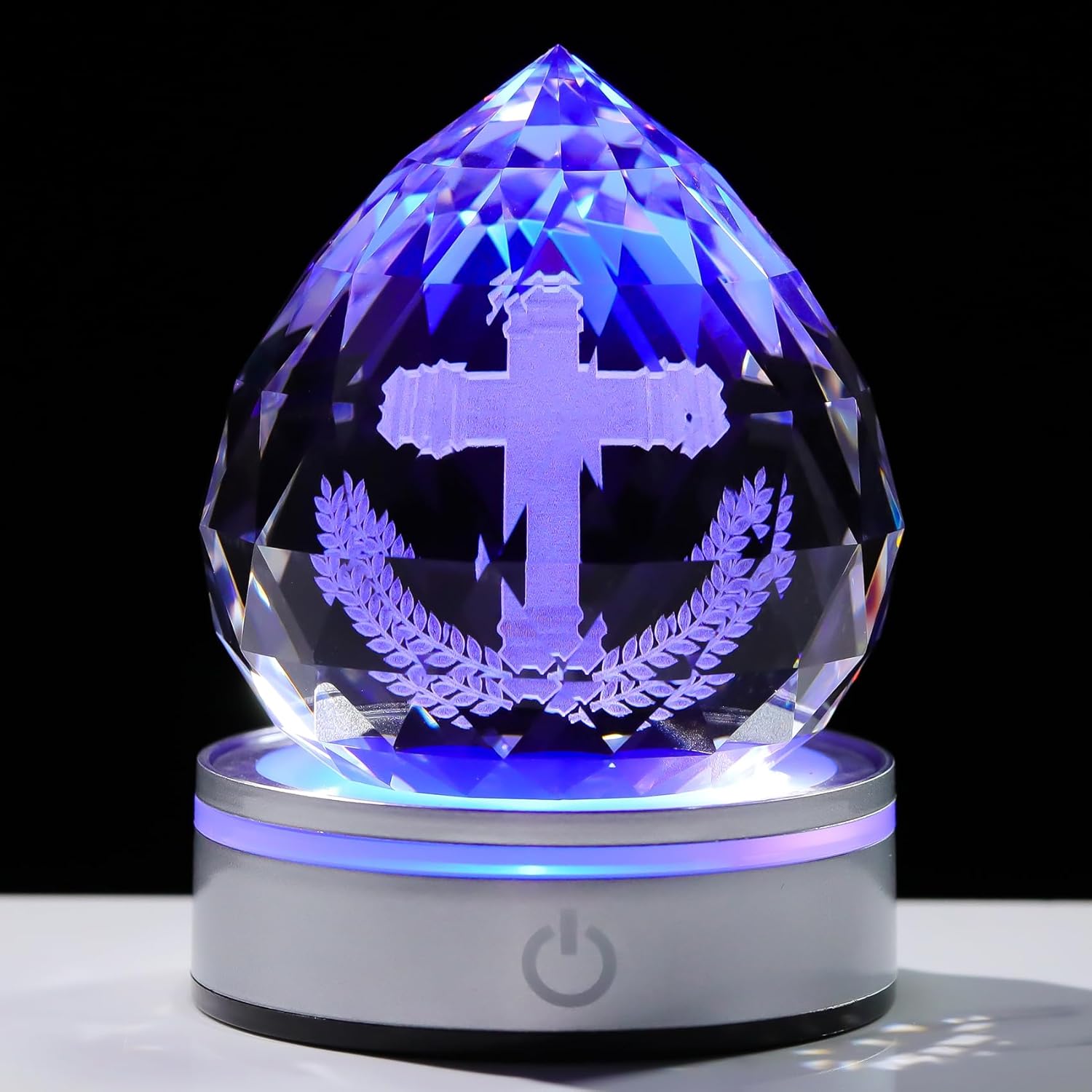 Amazon.com: Ornalrist 3.15in. Engraved Cross Crystal Ball with Light ...