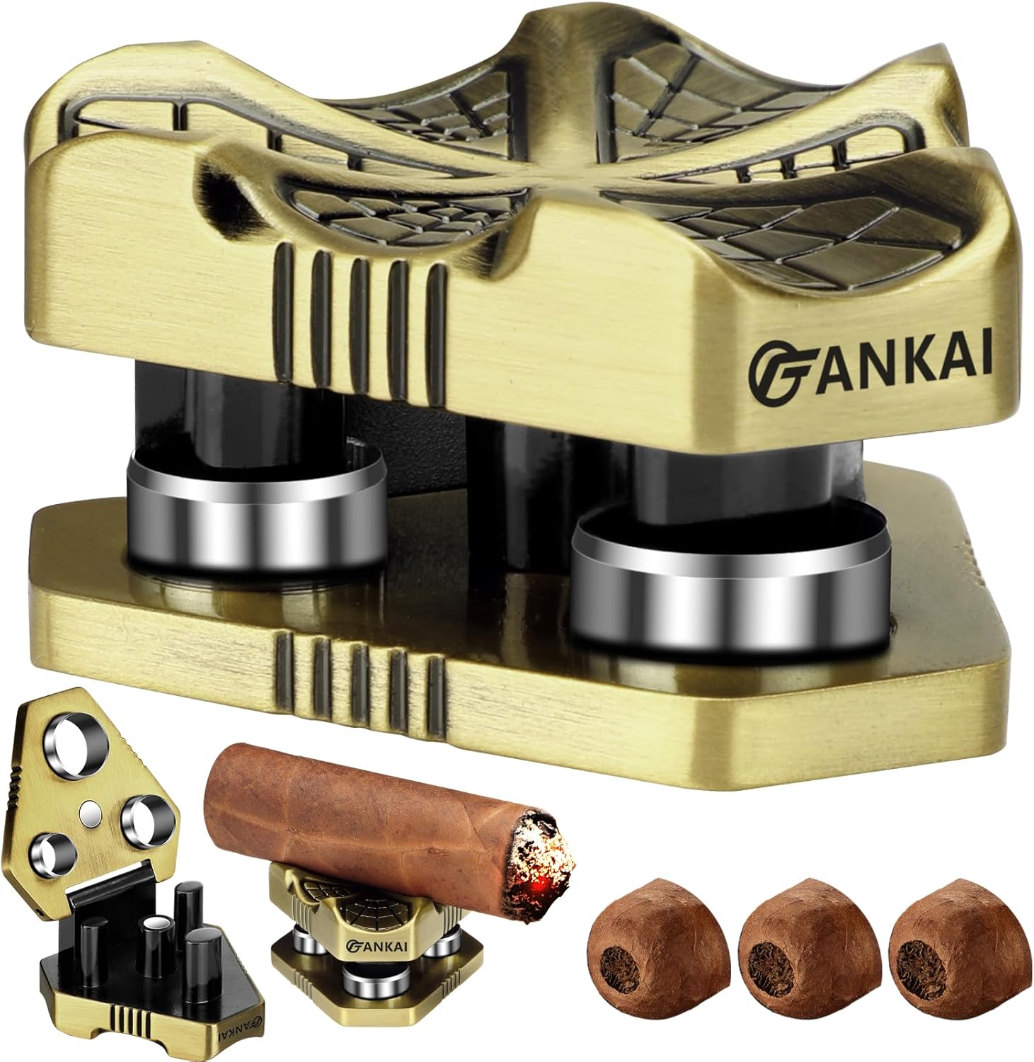 Amazon.com: FANKAI Cigar Punch & Cigar Stand, Foldable Triple-Punch ...