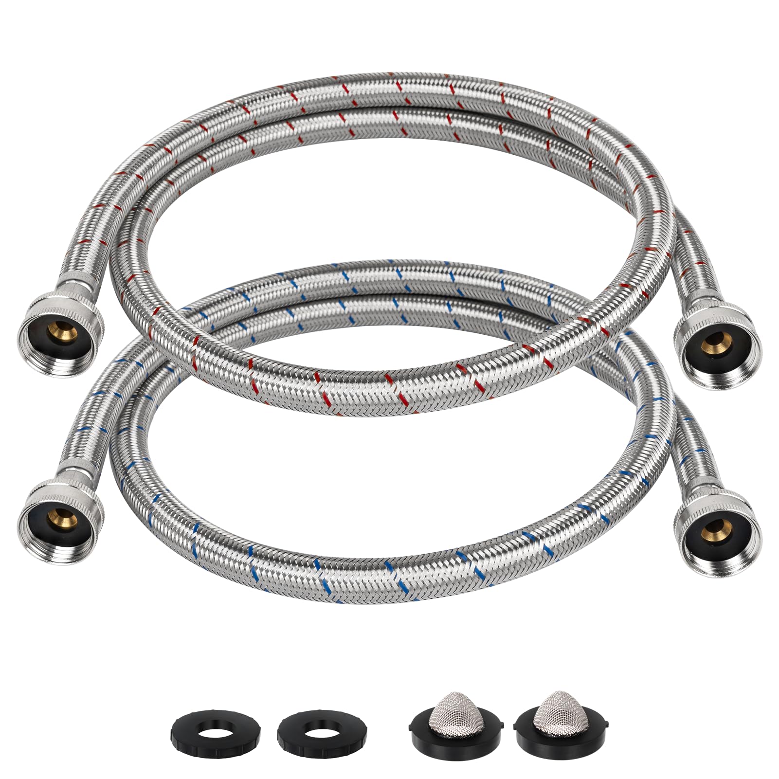 Amazon.com: JUWO 4 FT Washing Machine Hoses, Stainless Steel Washer ...