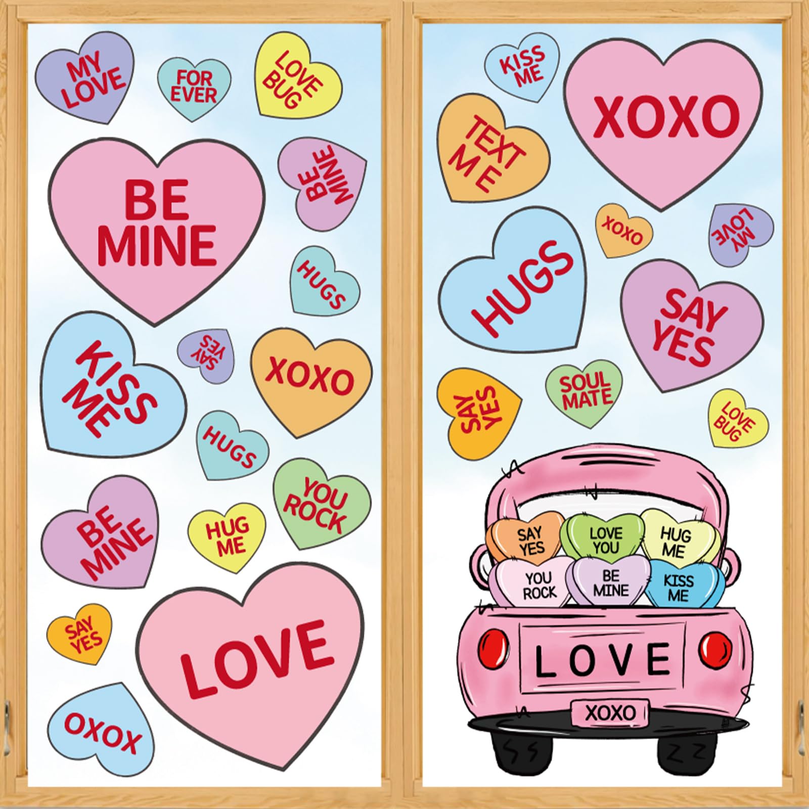 Amazon.com: Whaline 6 Sheet Valentine's Day Window Clings Candy ...