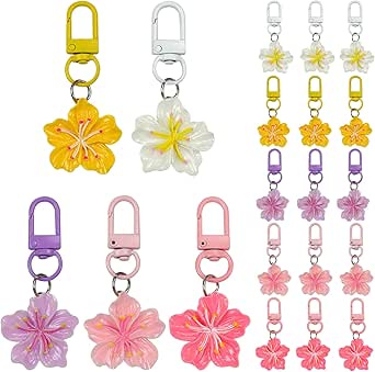 20Pcs Tiny Resin Flower Keychain Bulk Cherry Blossom Aesthetic ...