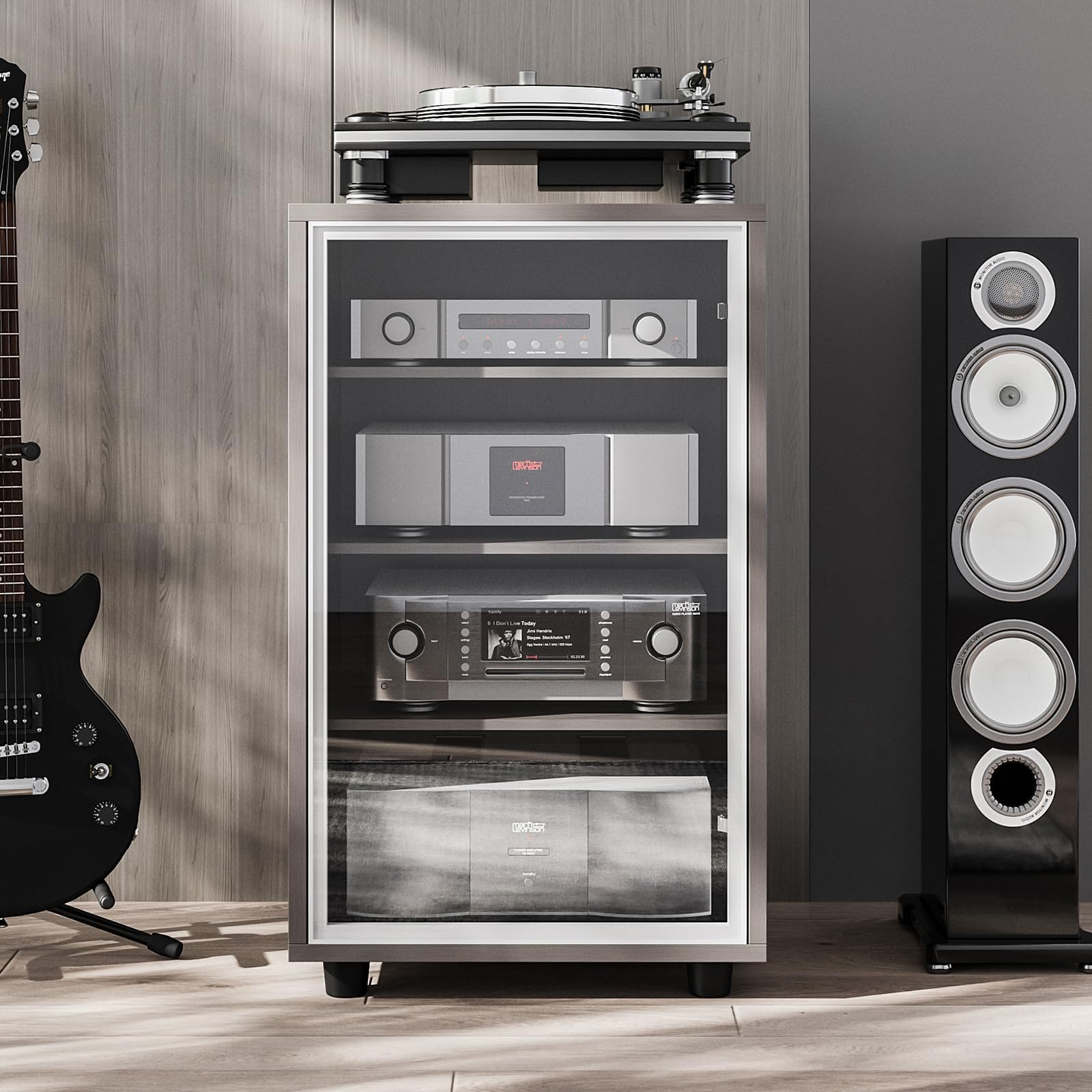 Amazon.com: Media Storage Cabinet, Audio Video Media Stand Cabine with ...