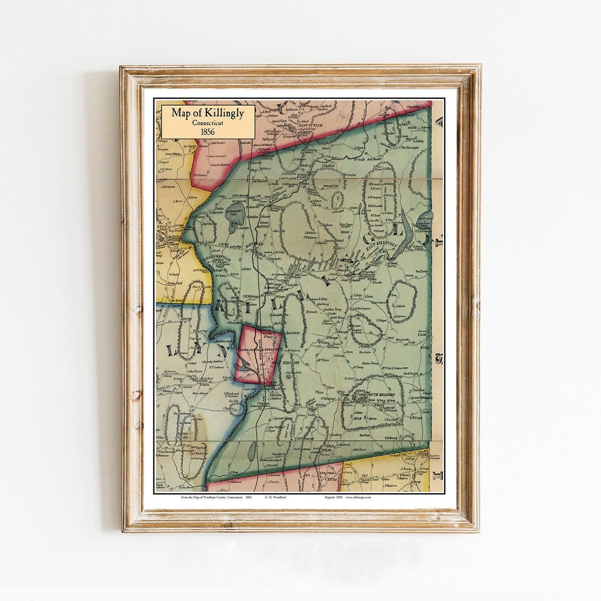 Amazon.com: MG Global Historical Map Poster of Killingly 1856 ...